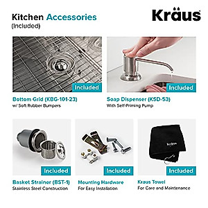 KRAUS 23-inch 16 Gauge Standart PRO Kitchen Sink Combo Set with Bolden 18-inch Kitchen Faucet and Soap Dispenser, Stainless Steel Chrome KHU101-23-1610-53SSCH