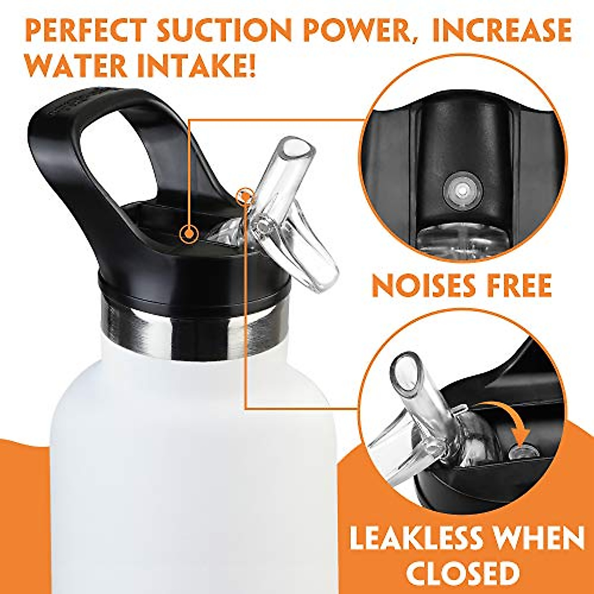 2PC Straw Lids for Hydro Flask Standard Mouth 12, 18, 21, 24 oz & Simple Modern Ascent 12-64oz Bottles BPA-free Leakproof Replacement Lids Water Bottle Accessories