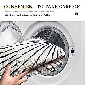 Round Rug 3.3ft, Large Non Slip Super Soft Plush Area Rug for Kids Room Playroom Living Room Bedroom, Modern Black and White Striped Floor Mat Carpet for Home Room Decorative (Light)