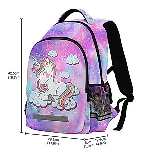 Kids Backpack Unicorn Galaxy Bookbag Cute Pink Elementary School Bag for Girls Travel Rucksack