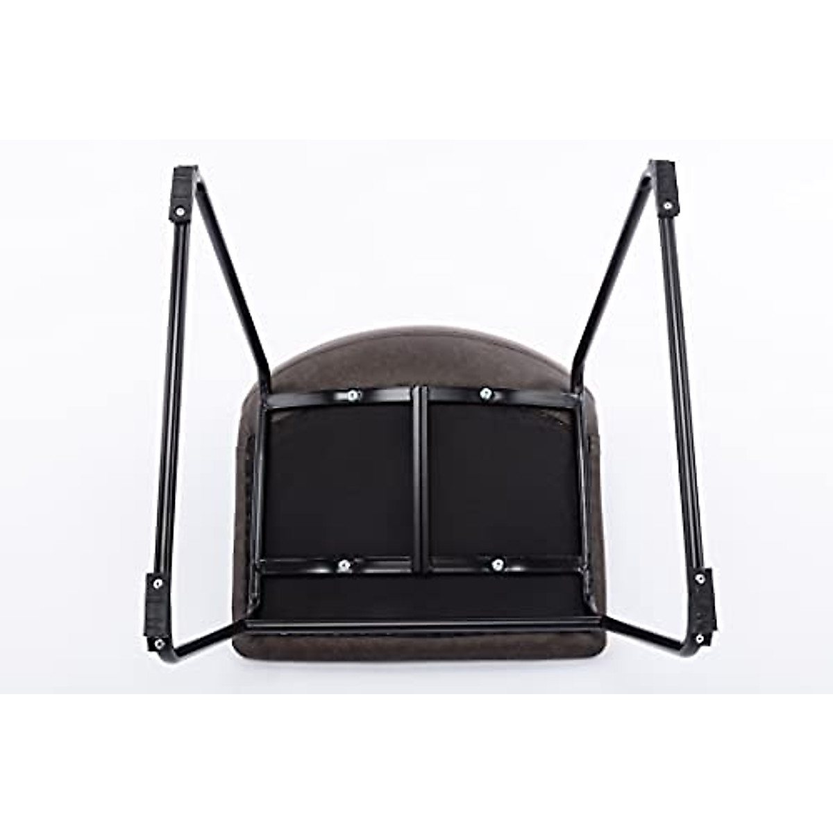 2 Pcs Dining Chairs Armless Accent Chairs PU Leather Bar Stools Indoor/Outdoor Kitchen Dining Room Chairs Modern Barstools with Metal Legs Upholstered, Home Office Kitchen Island Chair, Brown