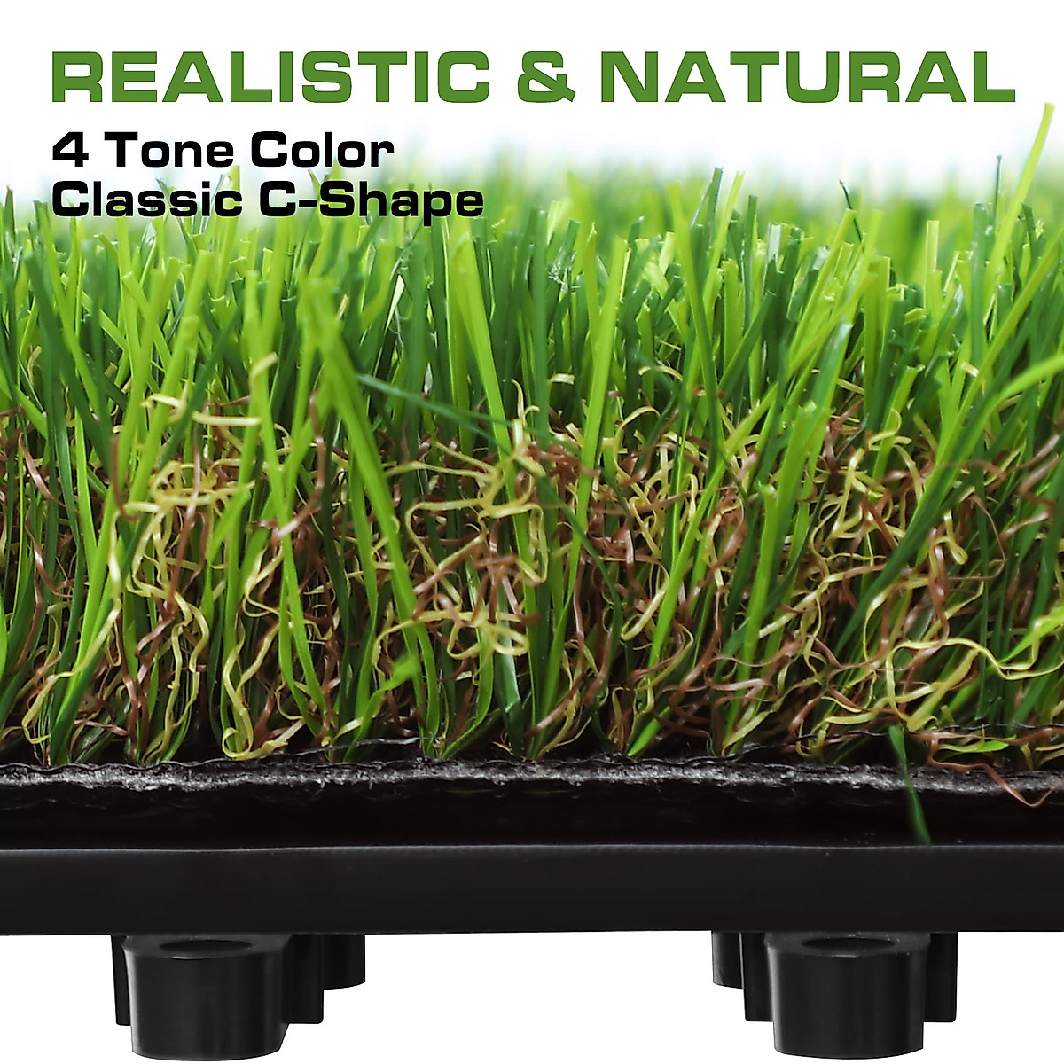 XLX TURF Interlocking 12" x 12" Artificial Grass Turf Tiles 9 Pack, Fake Grass Carpet for Patio, Balcony, Deck, Flooring, Backyard, Indoor Outdoor Lawn Decor, Dogs Area Grass Mat