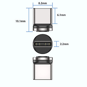 A.S 9Pin Type C Quick Charge Magnetic Adapter [3pcs], Magnetic Plug Replacement Phone Dust Cover Connector for PD60W Magnetic USB Charging Cable (Type C)