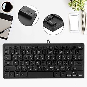 Wired Mini Japanese Keyboard,USB Interface Keyboard with White Japanese Lettering for Computer, Mute Ultra-Thin 78 Key Japanese English Black USB Wired Computer Keyboard(Black)