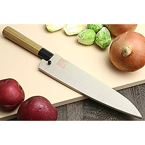 Yoshihiro VG-10 46 Layers Hammered Damascus Gyuto Japanese Chefs Knife (Octagonal Ambrosia Handle) (8.25" (210mm)