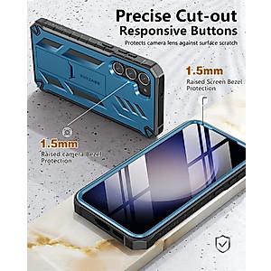 FNTCASE for Samsung-Galaxy S23+Plus Case: Dual Layer Protective Textured Cover & Rugged TPU Shell with Kickstand | Military Grade Drop Protection | Heavy Duty Cell Phone Protector(Blue)