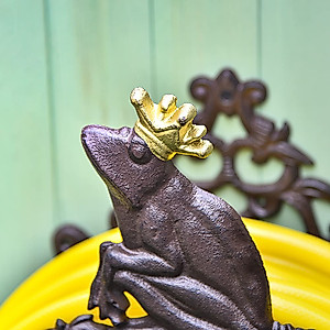 Sungmor Water Hose Holder, Wall Mount Garden Hose Hanger, Heavy Duty Cast Iron Hose Reel Wall Mounted, Indoor Outdoor Watering Hose Wall Hook, Yard Balcony Water Pipe Storage Rack Butler - Brown Frog