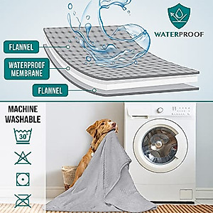 PetAmi Waterproof Dog Blanket, Leakproof Puppy Blanket for Medium Large Dogs, Furniture Sofa Couch Cover Protector, Fleece Pet Throw Indoor Cat Kitten, Reversible Washable Soft Plush, 40x60 Light Gray