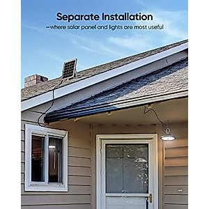 JACKYLED Motion Sensor Dual Head Solar Pendant Lights, 4 Modes Waterproof Shed Lights Indoor Outdoor Use, Remote & 16.4Ft Cord for Barn, Patio, Coop, Gazebo Garage, Cool White