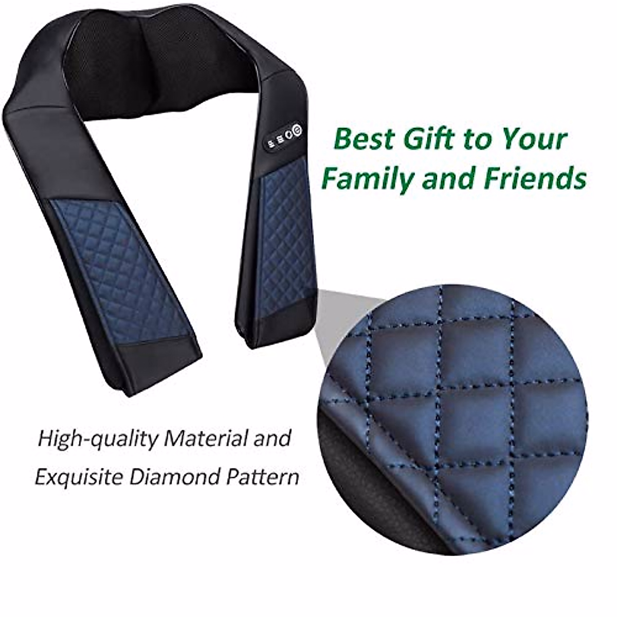 EAshuhe Neck and Shoulder Massager with Heat Shiatsu Back Massage Pillow with 3D Deep Tissue Kneading for Foot, Legs, Body Muscle - Use at Home, Office & Car