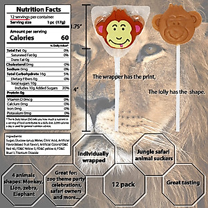 Zoo Animal Party Lollipops, Jungle Safari, Lions, Monkeys, Elephants, Zebras, Party Favors Candy Sucker For Baby Shower Birthday Party Goody Bags