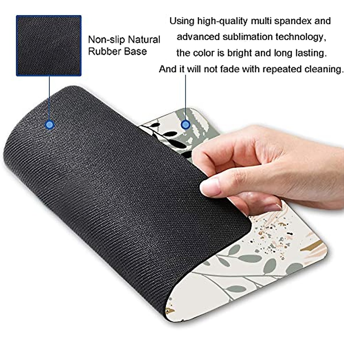 SANWUMIAN Mouse Pad, Mouse Pad with Abstract Art Design, Square Mouse Mat Waterproof Mousepad Non-Slip Rubber Base Mouse Pads for Office Laptop, Modern Boho Leaves