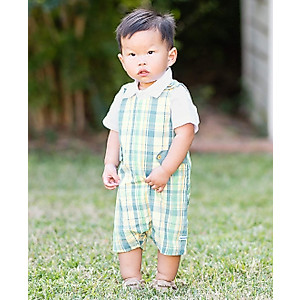 RUGGEDBUTTS® Baby/Toddler Boys White Dobby Short Sleeve Button Up Bodysuit - 18-24m