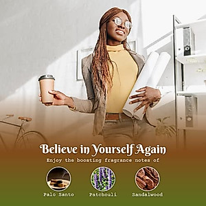 All Natural Vegan Soy Candles - Aromatherapy Candles for Home, Bathroom, Office - 70-80 Hours Long Burning Luxury Candle - Palo Santo, Patchouli, Sandalwood Scent by Mudita - Believe in Yourself