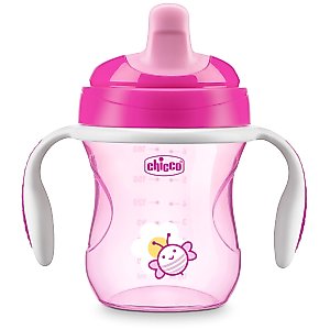 Chicco Semi-Soft Trainer with Bite-Resistant Spout and Spill-Free Lid 7oz.| Removable, Non-Slip Handles | Top-Rack Dishwasher Safe | Easy to Hold Ergonomic Indents | Pink| 6+ Months