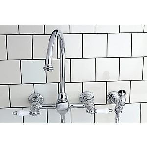 Kingston Brass KS1291PLBS Restoration Bridge Kitchen Faucet, 8-1/2 inch in Spout Reach, Polished Chrome