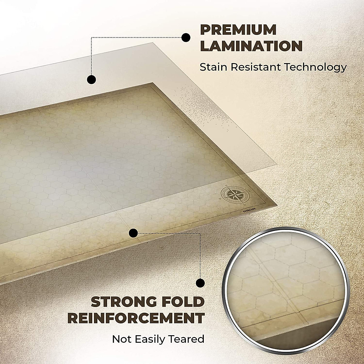 EverGame Dungeons & Dragons Game Mat (23x27), Ultimate DND Board Game Battle Map w/Dice Set, Double Sided w/Hex & Square Grid, Epic Role Playing Gaming Experience
