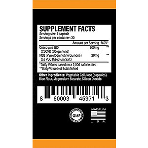 Flambeau Labs PQQ+CoQ10 | 30 Capsules, 200mg CoQ10, 20mg PQQ | Promotes Metabolic Efficiency, Mitochondrial Biogenesis, and Cognitive Health