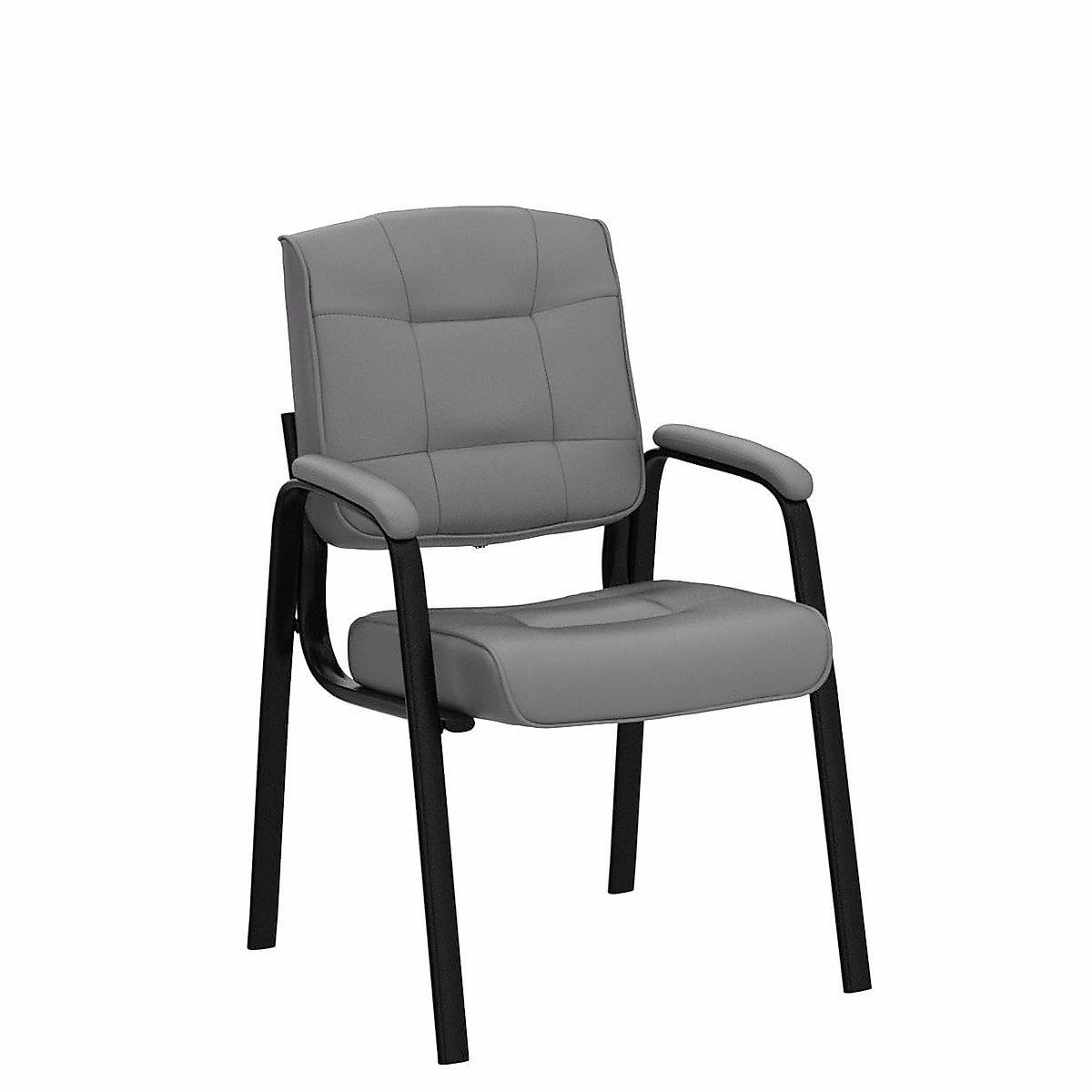 Naomi Home Conference Room Chairs, Heavy Duty Leather Executive Conference Table Chairs, Office Conference Chair, Conference Room Chair with Padded Arm Rest, Guest Chair Fixed-Back, Set of 2 - Gray