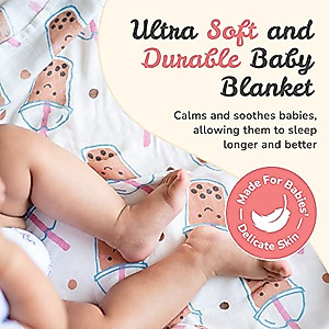 The Wee Bean Baby Swaddle Blanket, Organic Cotton and Bamboo Muslin Blanket, Soft, Breathable, & Multipurpose Baby Blankets for Boys & Girls, Japan Sushi Design, 47 x 47 Inches