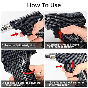 Butane Torch, Lighter Refillable, Torch Lighter with Safety Lock and Adjustable Flame, Blow Torch for DIY Creme Brulee, Baking, Cooking Food, BBQ, Lighter Torch No Gas Included