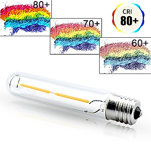 Bonlux LED T6.5 Exit Sign Clear Light Bulbs, 2W E17 Intermediate Base T6.5 LED Appliance Bulb (20W Incandescent Equivalent) for Refrigerator Freezer, Daylight 6000K (4-Pack,E17 Base)