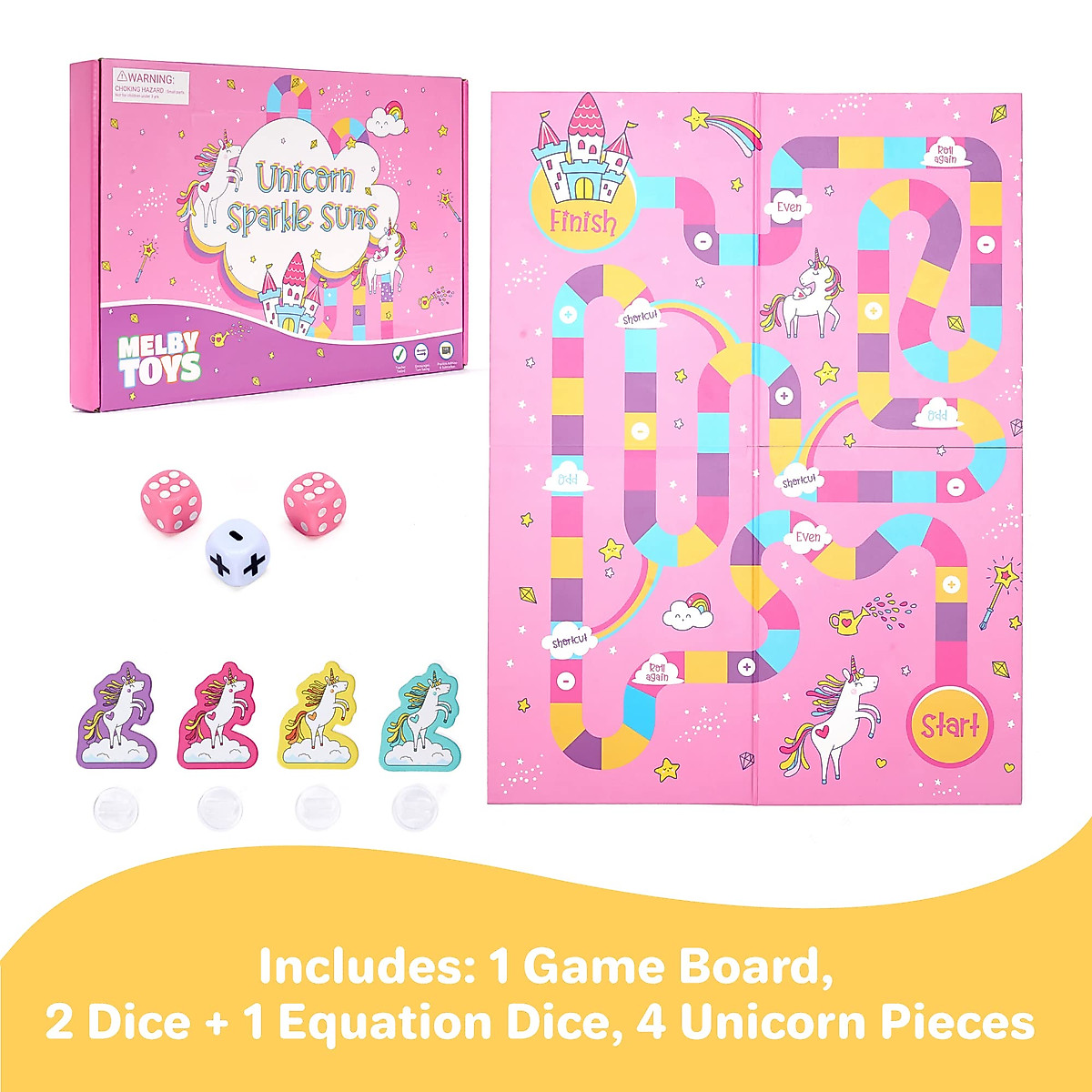 Melby Toys Unicorn Sparkle Sums I Kindergarten Math Games for Kids Ages 4-8 I Math Manipulatives 1st Grade I Addition and Subtraction Games