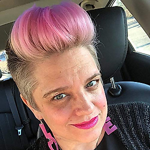 Letters Love Dangle Earrings Love Heart Pink Acrylic White Silver Metal Hoop Fashion Earrings for Women-Pink Acrylic