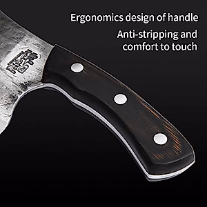 TAN TIE JIANG manual forged Chopper Knife - 7 inch Meat Cleaver Chopping Knife - Quan Tang knife - high carbon steel - Kill fish knife - Black color wooden handle- With leather knife cover