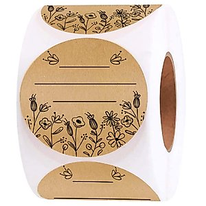 2 Inch kraft Canning Jar Labels Stickers, 500 Labels Gift Tags Canning Labels Stickers,Farmhouse Style for Mason Jar Lid, Organizing, Gift, Price Tags, Pantry Storage, Spice Jam Bottle, Food Container