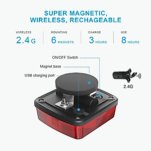 Agrieyes Wireless Trailer Lights Kit for Towing Truck, Rechargeable LED Tow Light with Super Magnetic,7 Way to 4 Way Transmitter for Boat Trailer, Caravan, Camper, RV