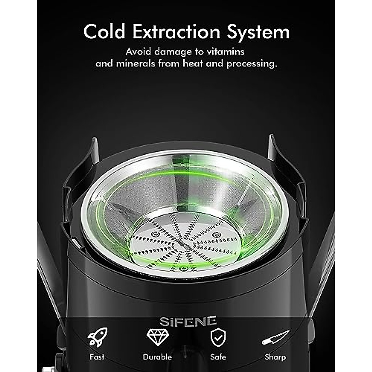 Juicer Machines, SiFENE Compact Centrifugal Juicer Extractor, Juice Maker for Vegetable and Fruit with 3-Speed Setting, BPA Free, Easy to Clean, Black