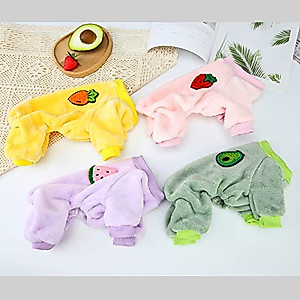 Izefia Dog Sweater Dog Clothes Fleece Dog Woolen Sweater Winter Warm Sweat Shirt 4 Legs Jumpsuit Pajamas Fruit Simple Sweater for Small Dog Medium Dog Cat Pink M