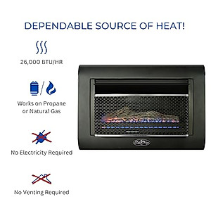 Duluth Forge Ventless Linear Wall Gas Fireplace - 26,000 BTU, T-STAT, Model DF300L