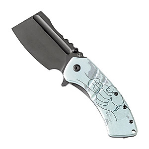 KANSEPT Pocket Knives XL Korvid Cleaver Style, Pocket Knife 3.55'' Black TiCn Coated 154CM Blade Heavy Pocket Folding Knifves with G10 Flag Print Handle EDC Folding Knife T1030B5