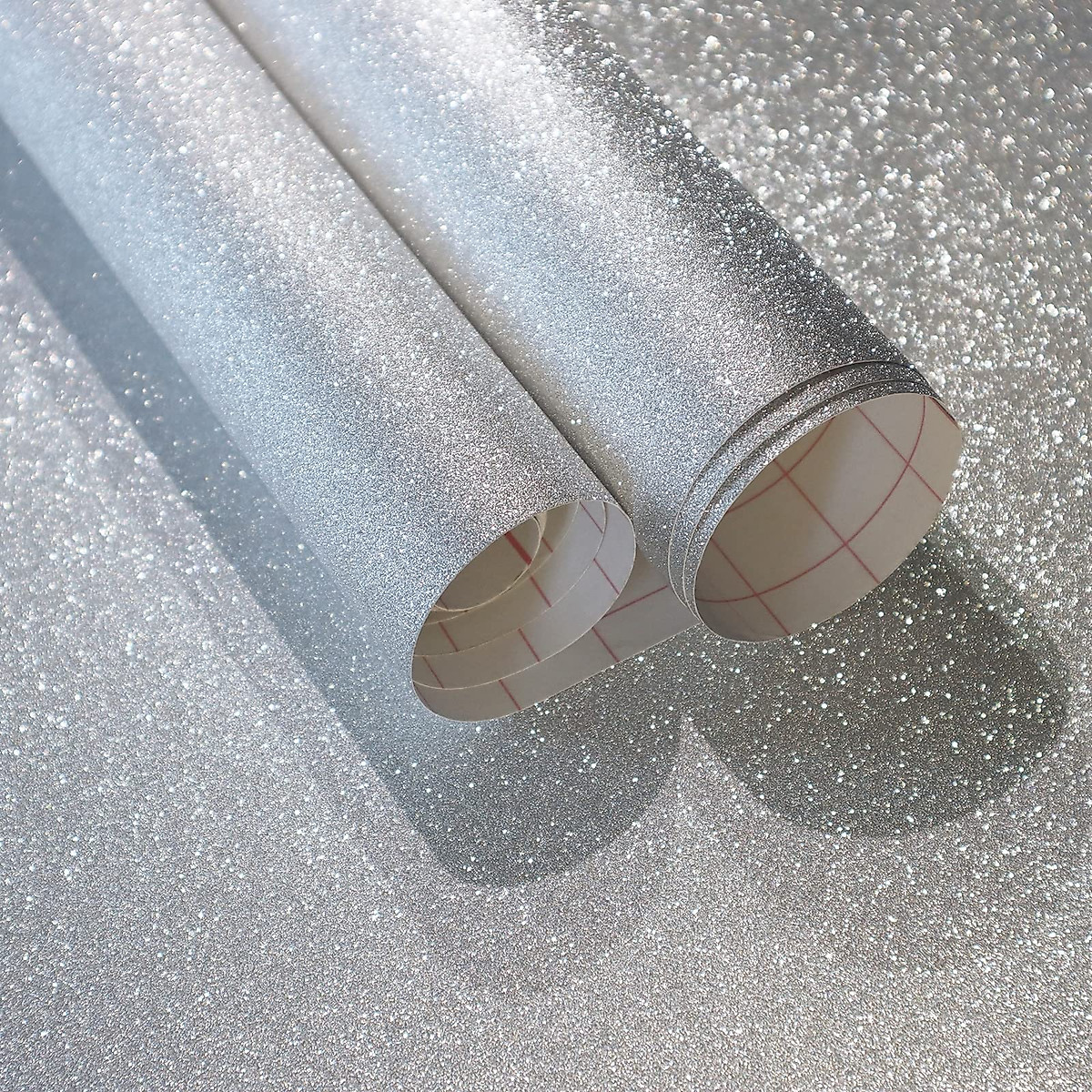 Kitico Glitter Silver Wallpaper Silver Contact Paper Silver Creative Covering Peel and Stick Wallpaper Removable Self Adhesive Paper DIY Vinyl Roll 17.7"x78.7"