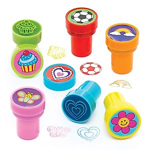 Baker Ross AW727 Novelty Self-Inking Stampers - Pack of 10, Stamp Set for Children, Ideal for Kids Arts and Crafts Projects, Assorted