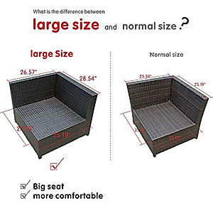 ovios 6 Pieces Patio Furniture Set, Outdoor Wicker Rattan Sectional Sofa Set with Comfy Cushions, All Weather Assembled Furniture Set, No Assembly, Brown Wicker, Beige Cushion