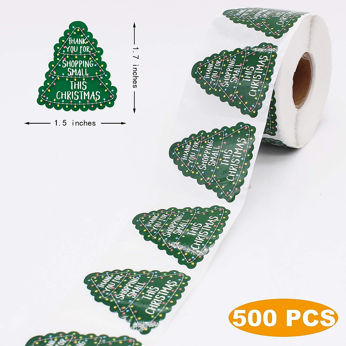 Muminglong Christmas Tree Thank You Sticker, Thank You Sticker, Small Shop Sticker, Small Business, Packaging Sticker, 500PCS