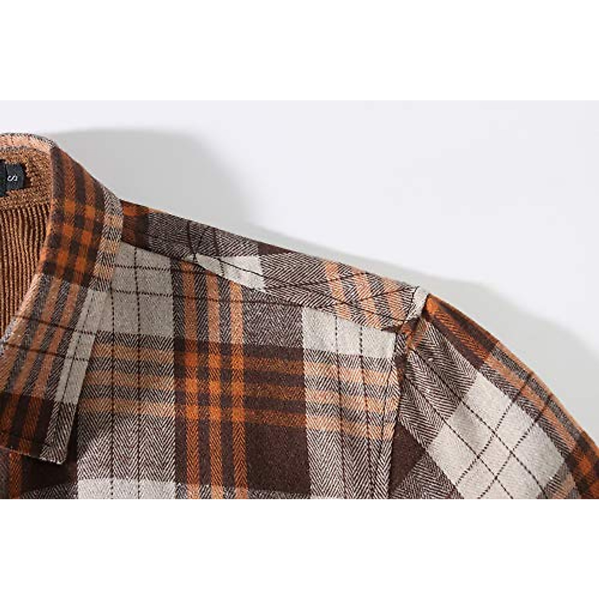 SSLR Flannel Shirt for Men, Long Sleeve Button Down Shirt Plaid Casual (Large, Khaki)