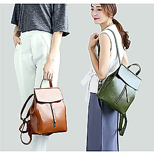 JIUFENG Genuine Leather Backpack for Women Vintage Small Daypack Ladies Satchel Bags Shoulder Bags Women's Purses (Brown)