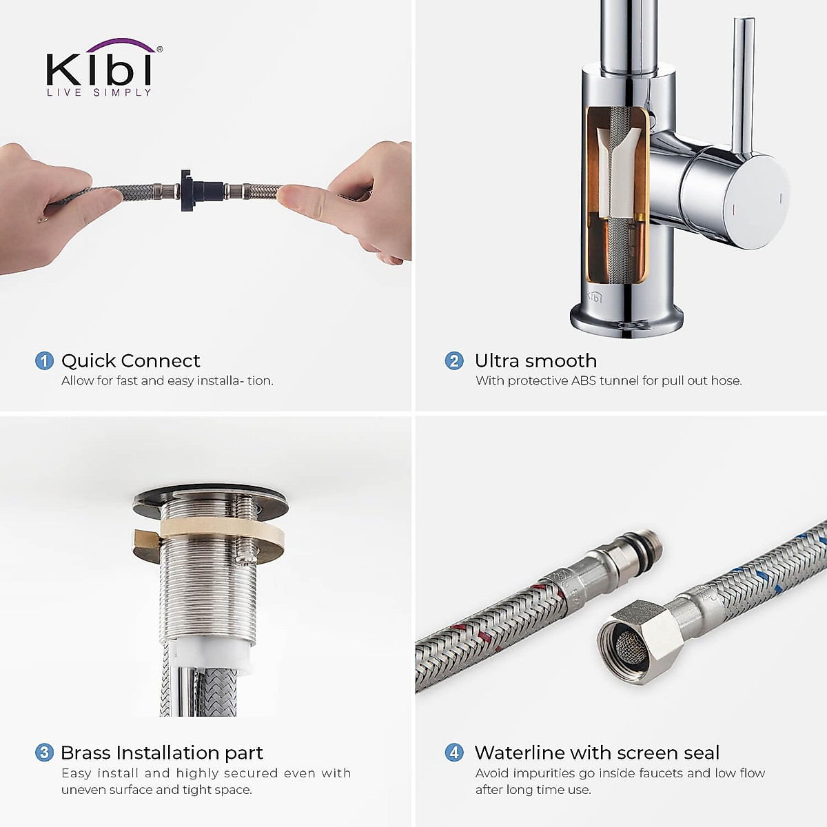 KIBI Casa Single Handle Pull Down Faucet for Kitchen Sink | Solid Brass High Arc Faucet Spout | Kitchen Faucet with Pull Down Sprayer (Chrome) (KKF2002) (Soap Dispenser included)