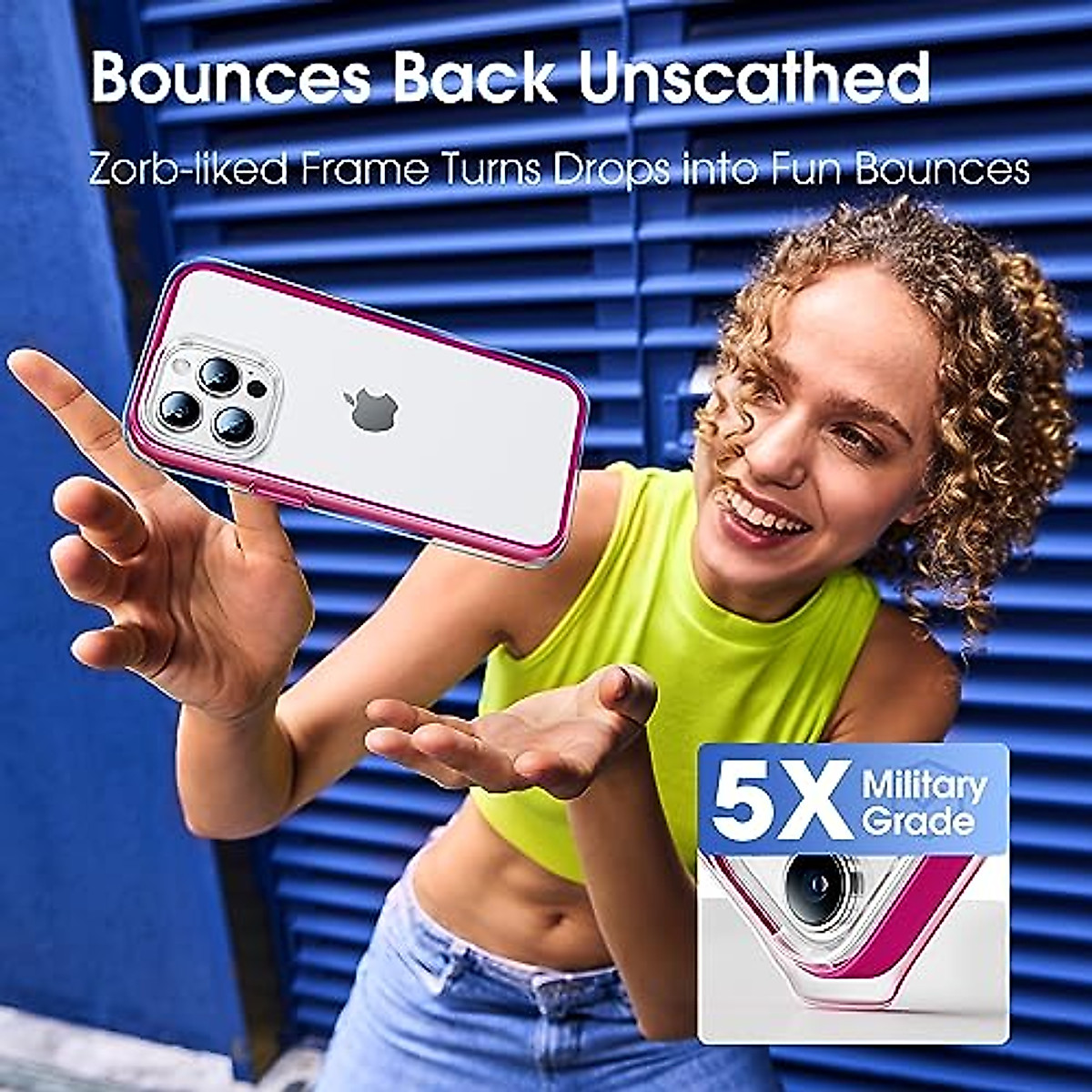 CASEKOO Air-Filled Designed for iPhone 14 Pro Max Case [5X Military Drop Protection][Air-Filled Bumper]Clear Backplane Shockproof Protective Slim Phone Cases for Men Women 6.7 Inch 2022,CloudCush Pink