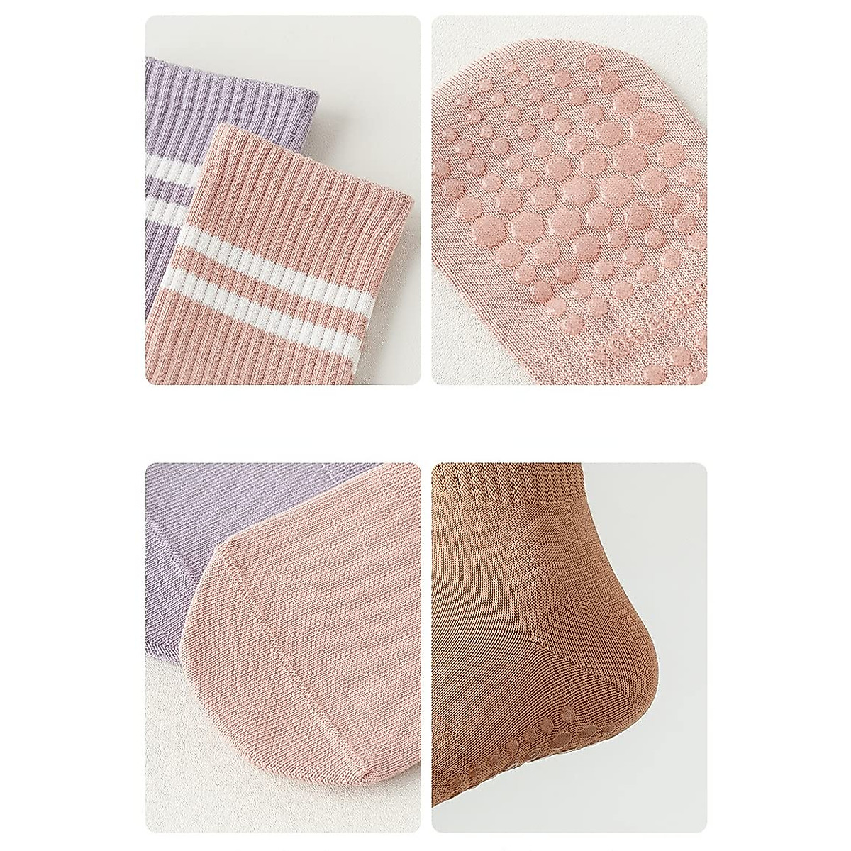 EGEN Cute Yoga Socks for Women Man Novelty Print Non Skid Socks Non Slip Grip for Pilates Barre Ballet Sport (Pink-3pcs)