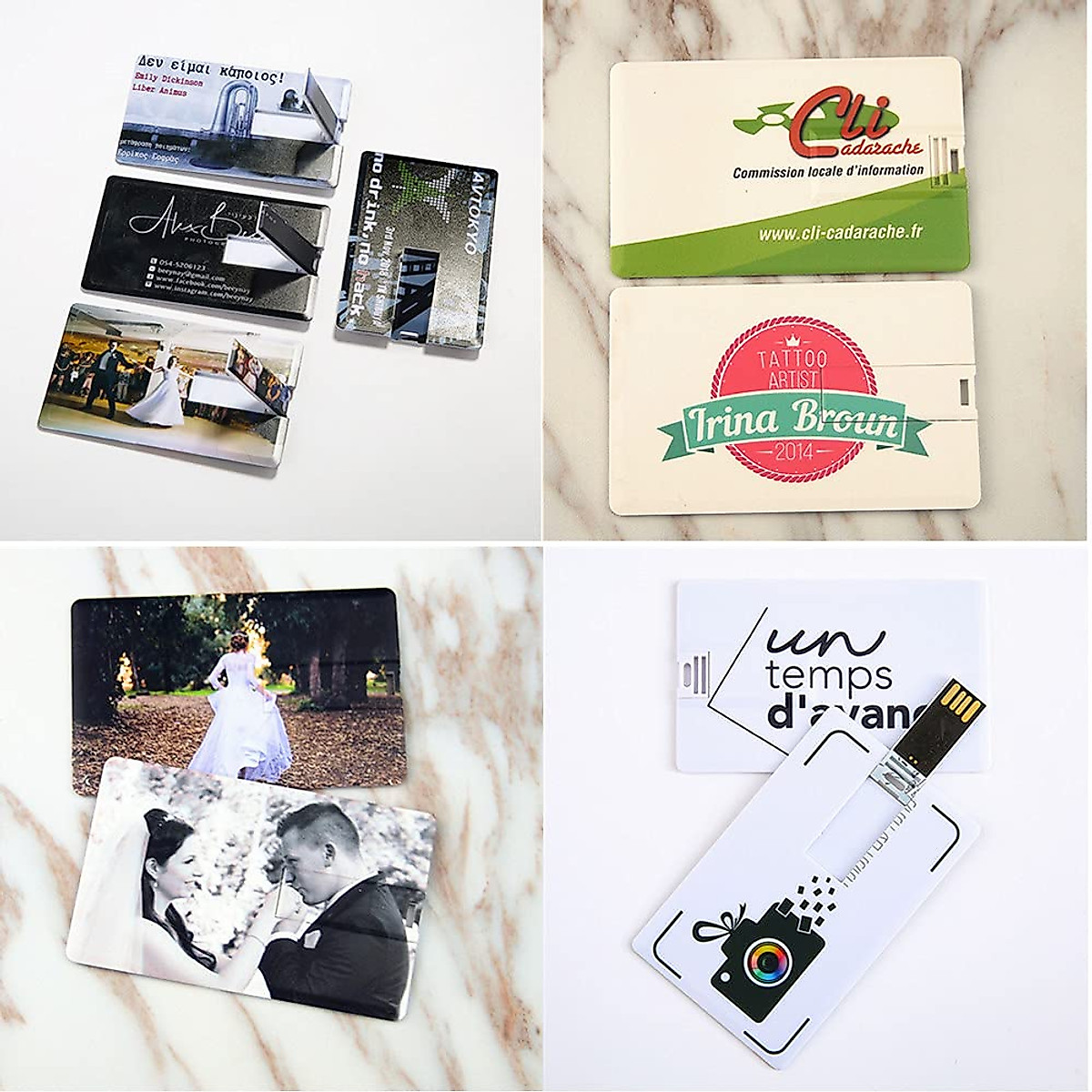 10 Pack 16GB Custom USB Flash Drive Personalized Your Logo, USB 2.0 Card Pen Drive with Leather Bag, Thumb Drive Memory Stick with Color Print Logo for Company Ads Wedding Gift Photography Vedio