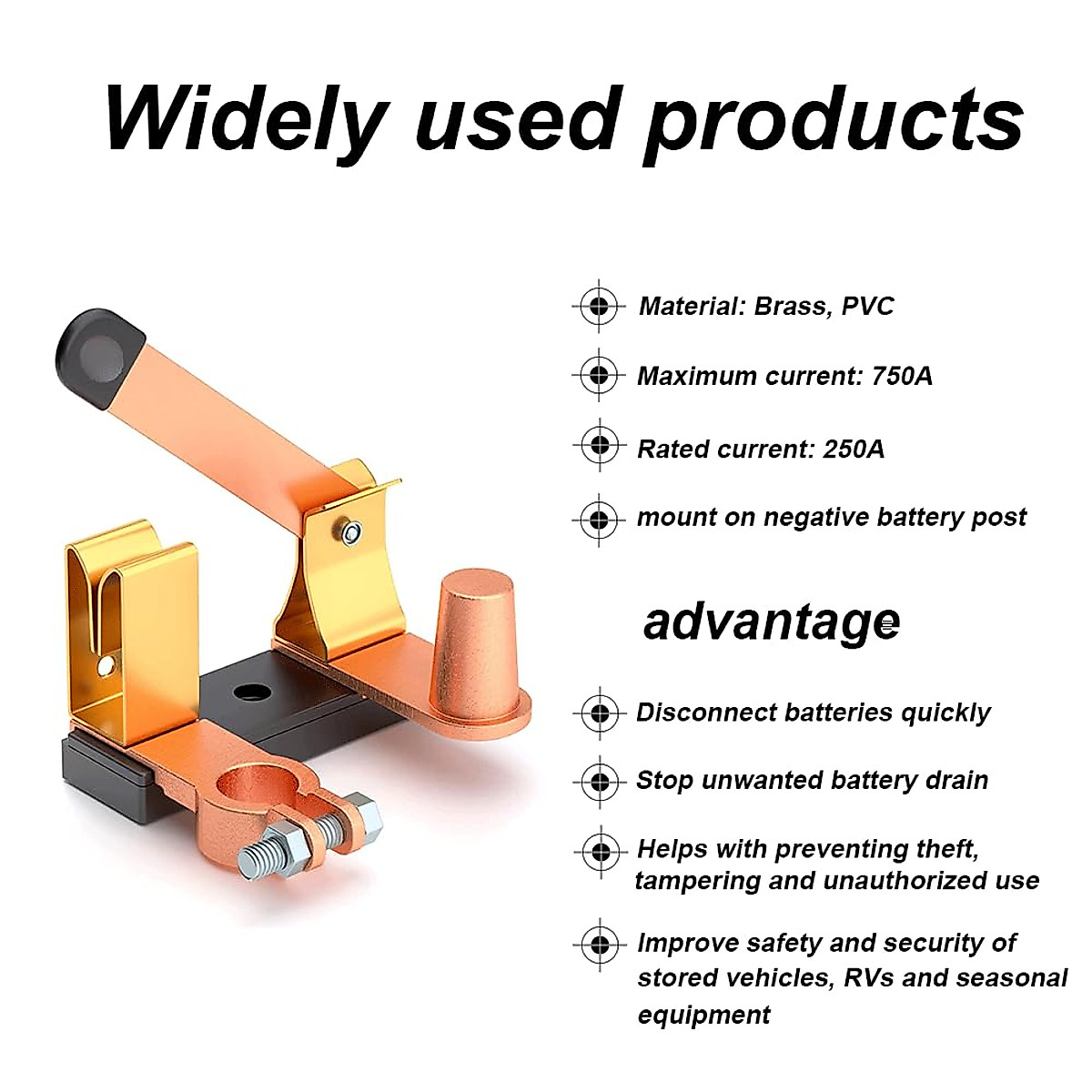 Battery Disconnect Switch Top Post,Top Post Knife Blade Master Switch, 12V / 24V Battery Shut Off Switch, Heavy Duty Knife Blade Battery Cut Off Switch, for Auto Car RV Boat Truck(Negative,Vertical)