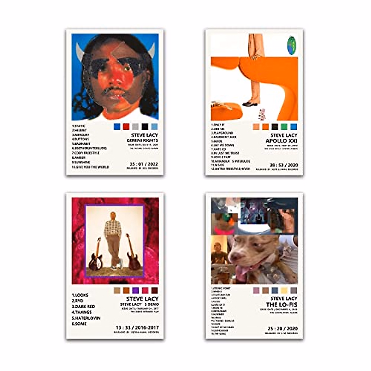 Tinysea Steve Lacy Music Album Poster 4pcs 08x12inches Unframed Canvas Wall Art For Room Aesthetic Gift For Funs