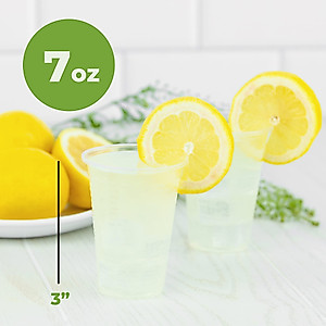 7 oz Clear Plastic Cups – Disposable Cups for Parties, Picnics, BBQ and Events Perfect for Cold Drinks Great Value for Home and Commercial Use Translucent Design (300)