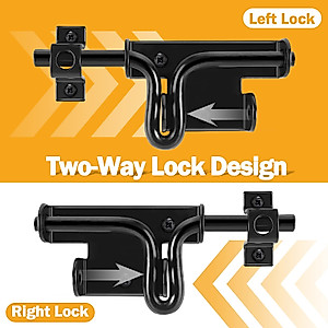 Door Lock Bolt Gate Latch - Heavy Duty Fence Slide Latches Outdoor Doors Latches Hardware Vinyl Gates Locks Black Barrel Bolt Locking Sliding Bolt Latch Padlock Hole for Wooden Fence Yard Shed Barn