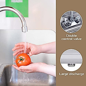 HALLY Stainless Steel Sink for Washing with Faucet and Side Splash, NSF Commercial Wall Mount Hand Basin for Restaurant, Kitchen and Home, 17 x 15 Inches